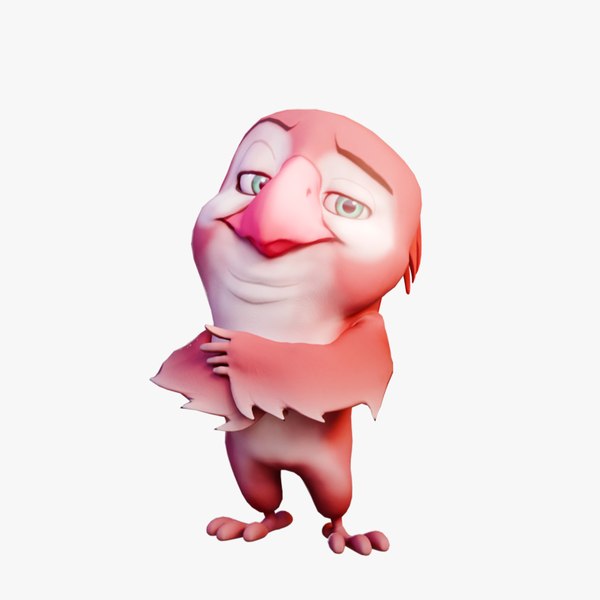 Cartoon-Rotpapagei – Stilisierter Vogel (7-Vogel-Serie) 3D-Modell ...