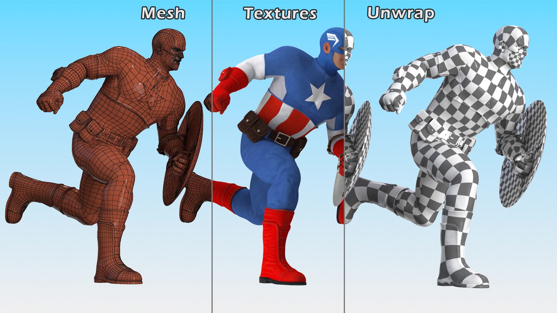 Comics Character Captain America Running Pose 3D model - TurboSquid 2054853