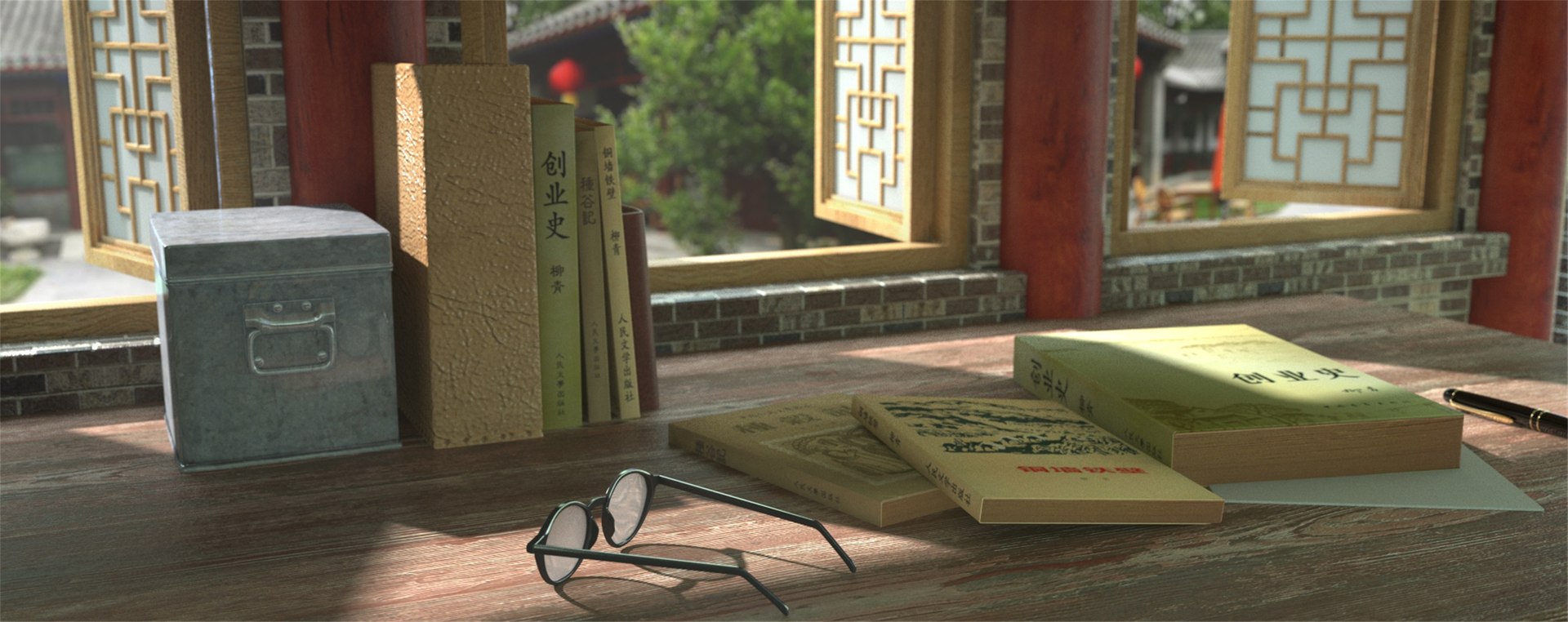 3D Chinese Style Chinese Desktop Window Chinese Style Window Scene ...