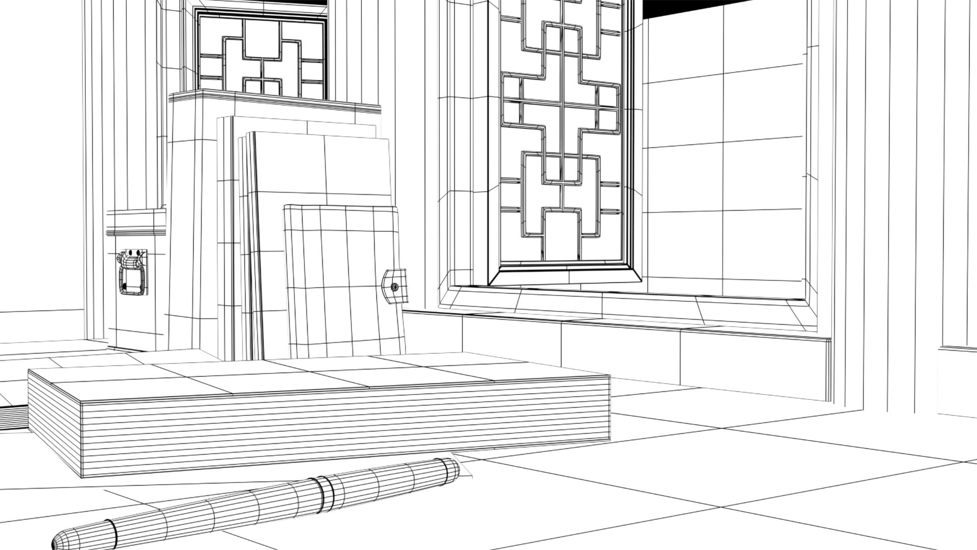 3D Chinese Style Chinese Desktop Window Chinese Style Window Scene ...