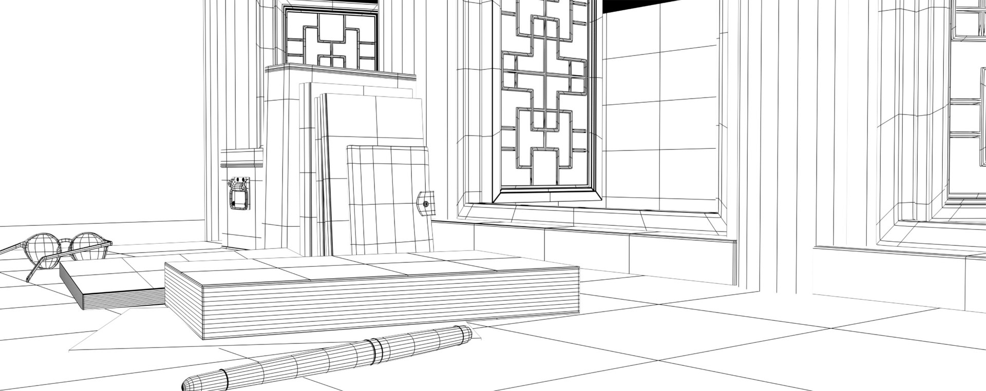 3D Chinese Style Chinese Desktop Window Chinese Style Window Scene ...