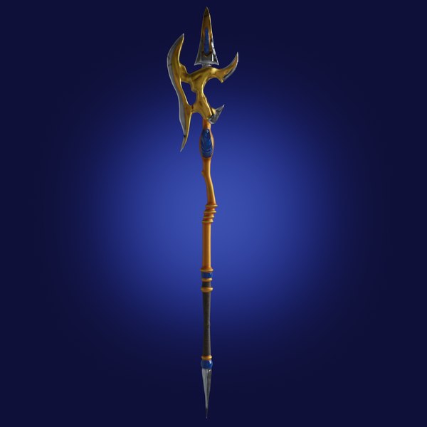 Arma de alabarda estilizada PBR Low-Poly pronta para o jogo Modelo 3D ...