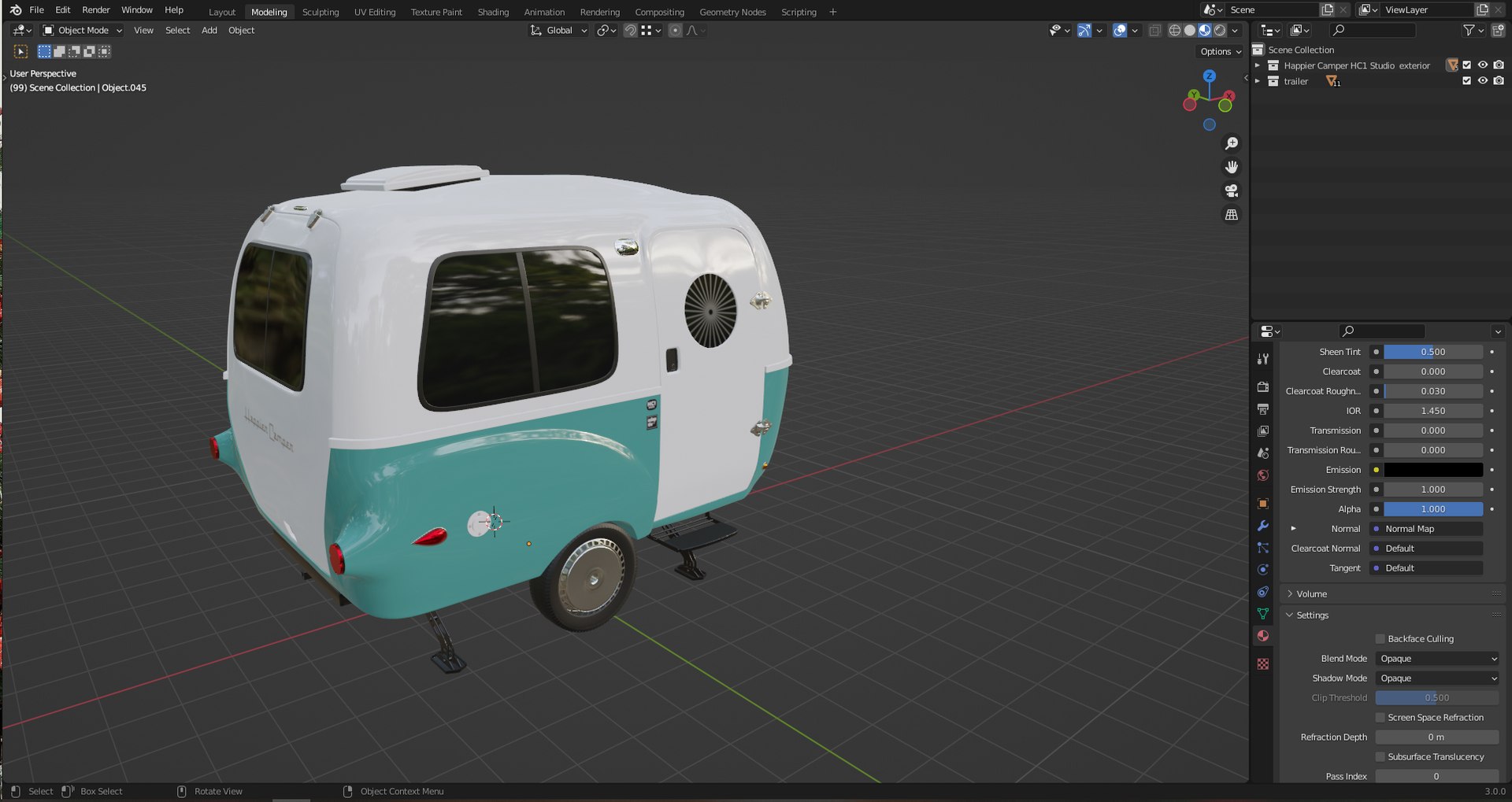 Happier Camper HC1 Studio Topanga Turquoise Model - TurboSquid 2240441