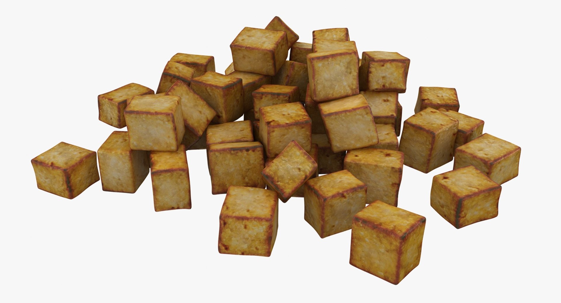 Realistic Fried Tofu 3d Model