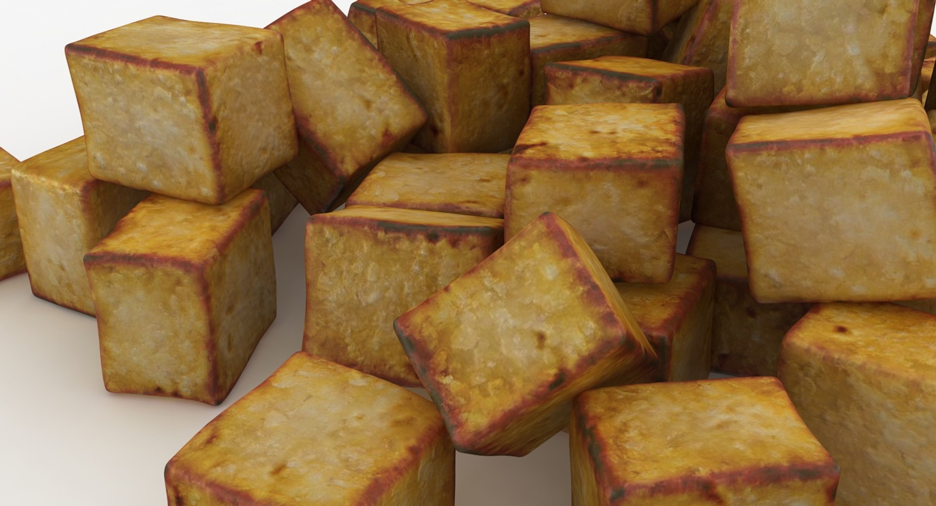 Realistic Fried Tofu 3d Model