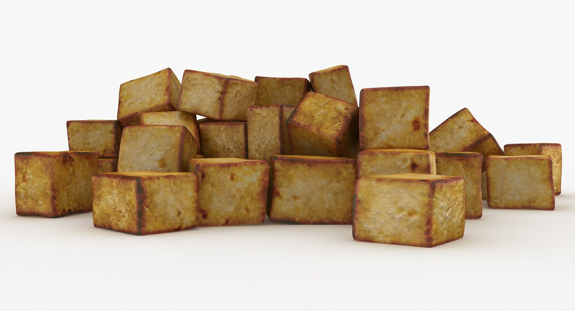 Realistic Fried Tofu 3d Model