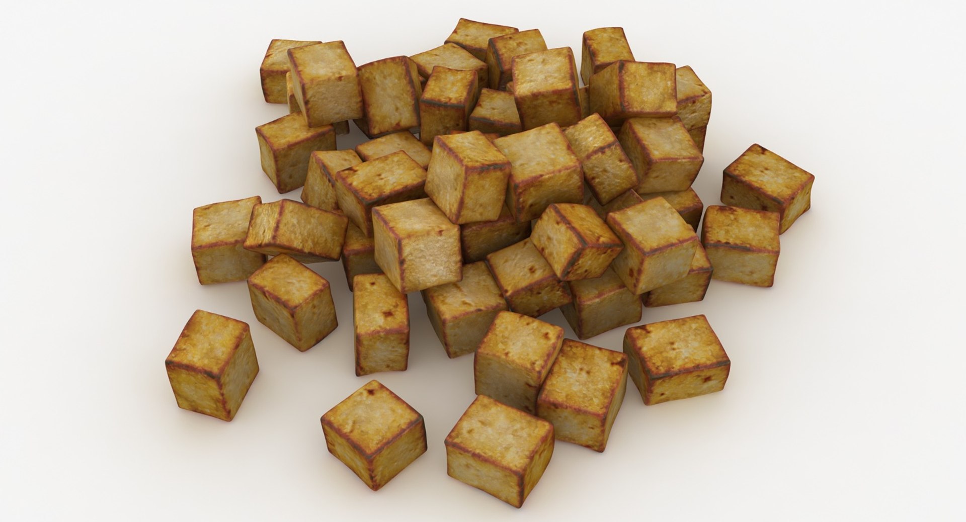 Realistic Fried Tofu 3d Model