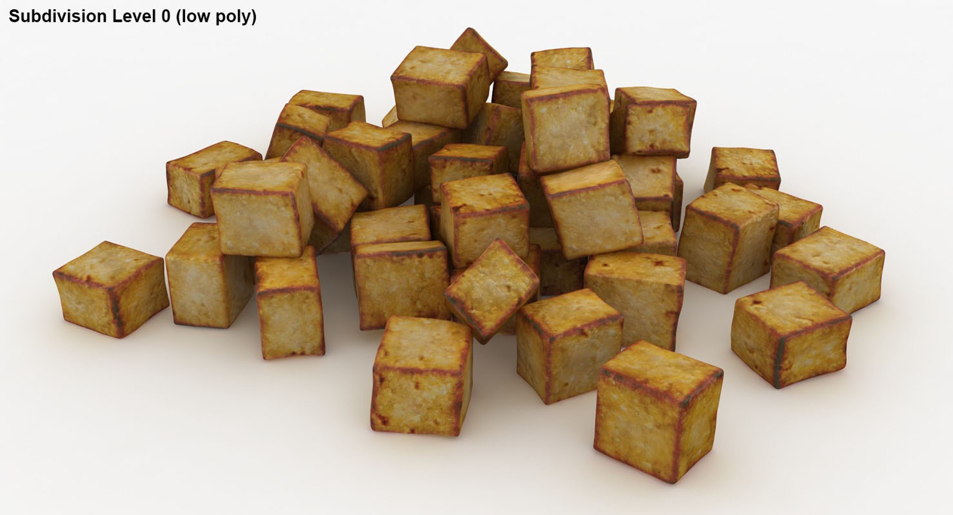 Realistic Fried Tofu 3d Model