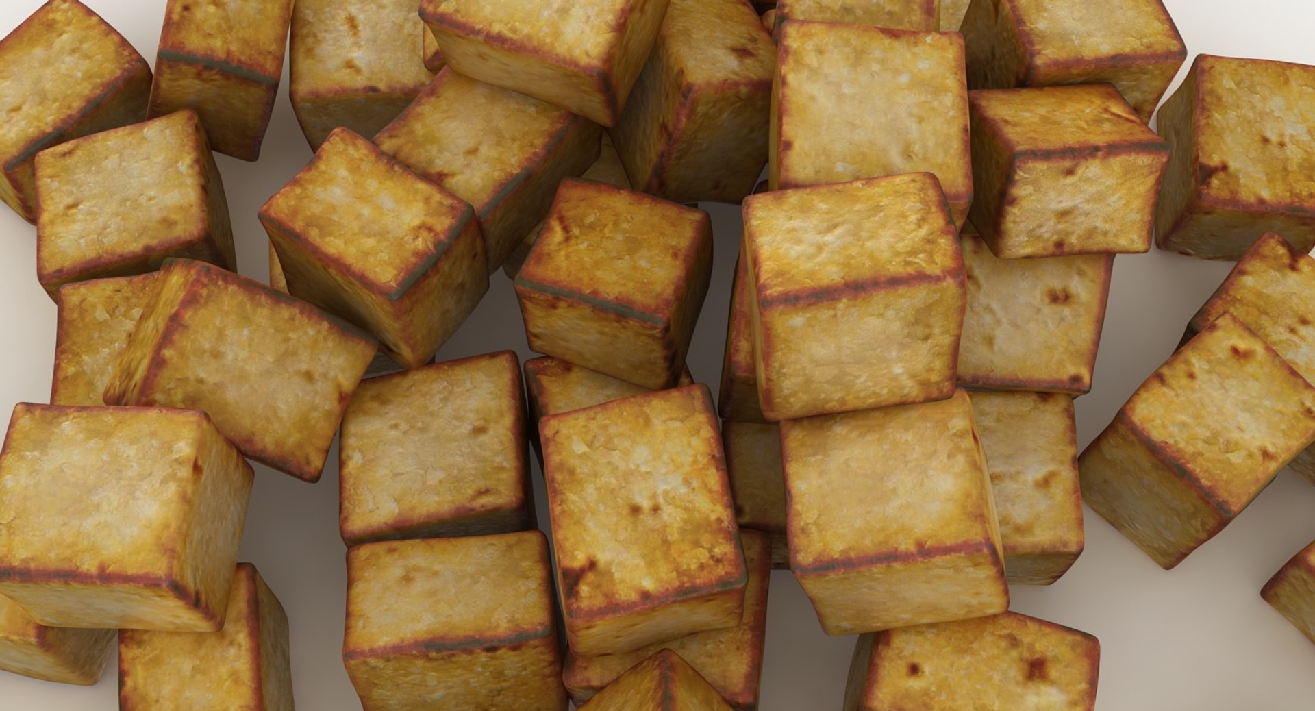 Realistic Fried Tofu 3d Model