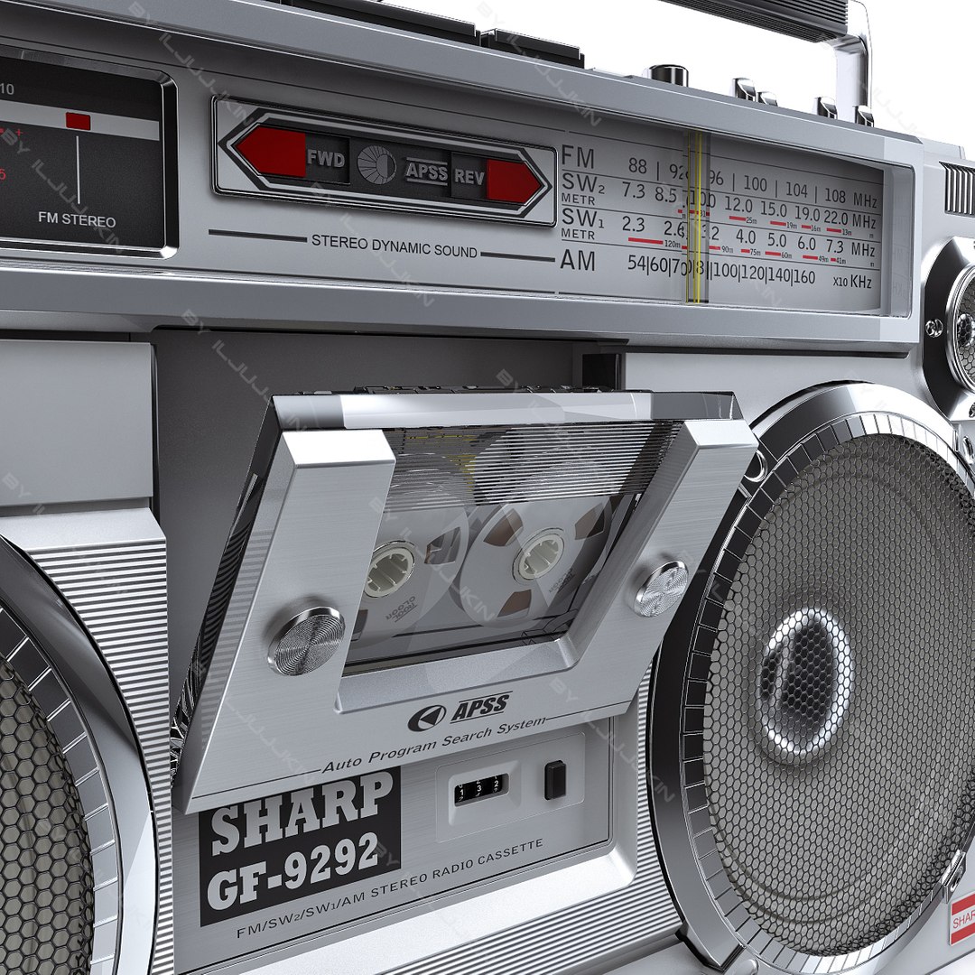 3d model of retro boombox sharp gf-9292