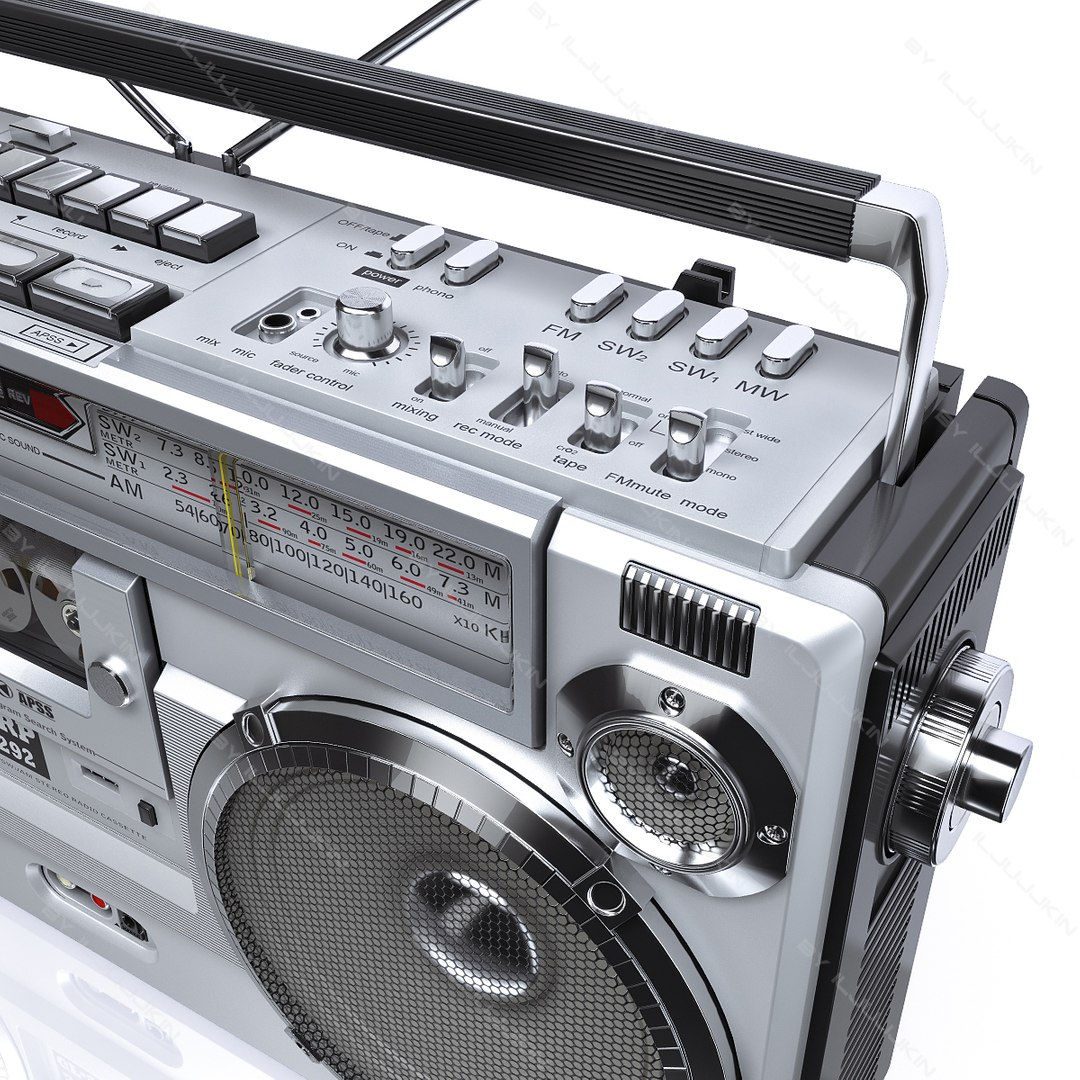 3d model of retro boombox sharp gf-9292