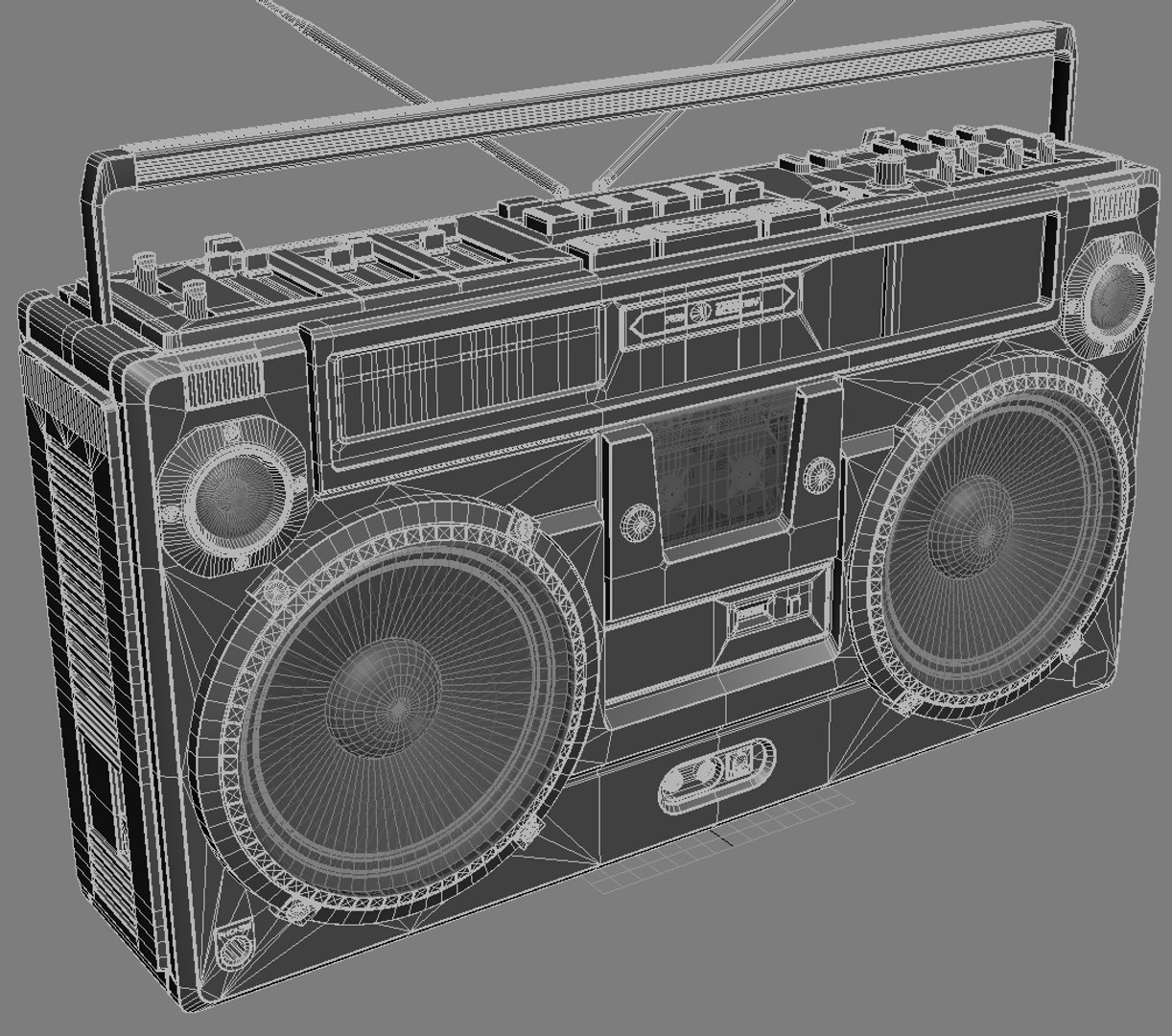 3d model of retro boombox sharp gf-9292