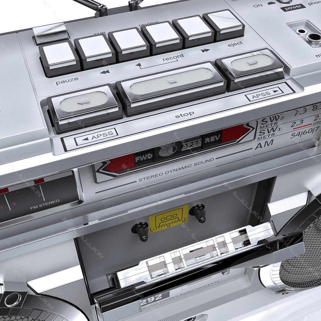3d model of retro boombox sharp gf-9292