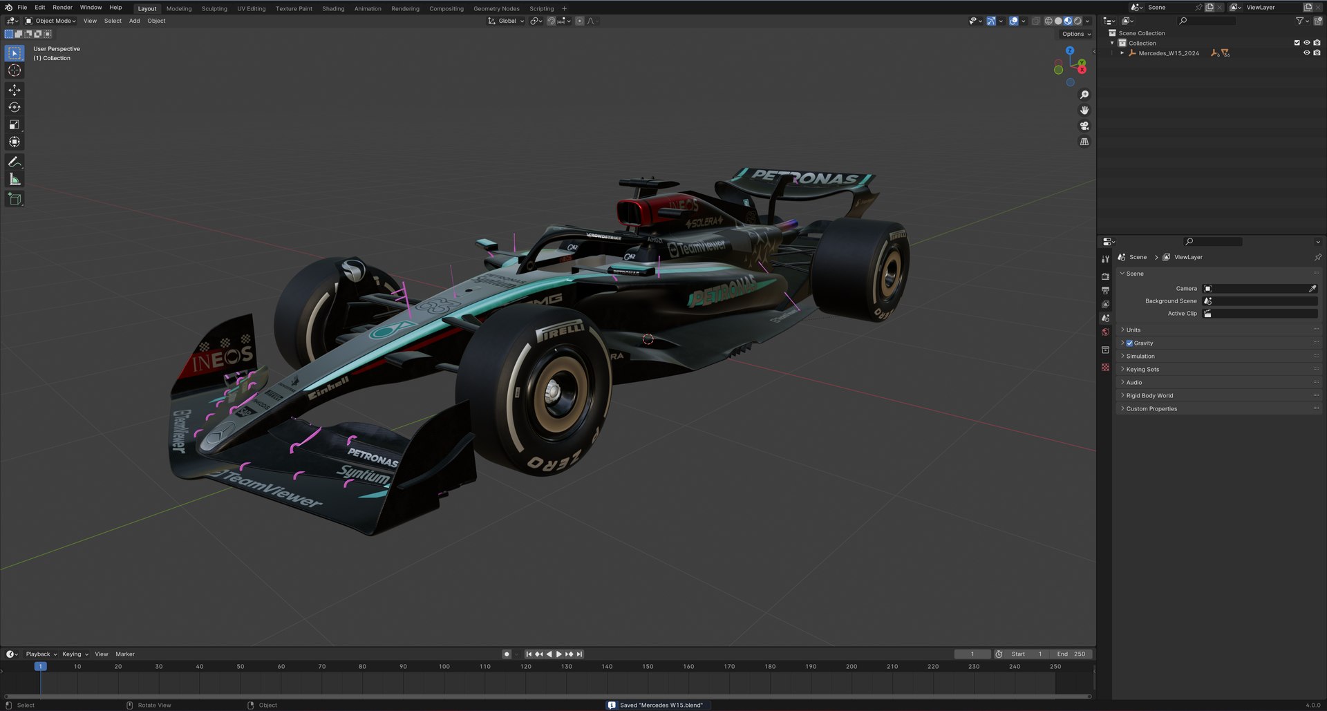 3D Model F1 Mercedes W15 2024 - TurboSquid 2253188