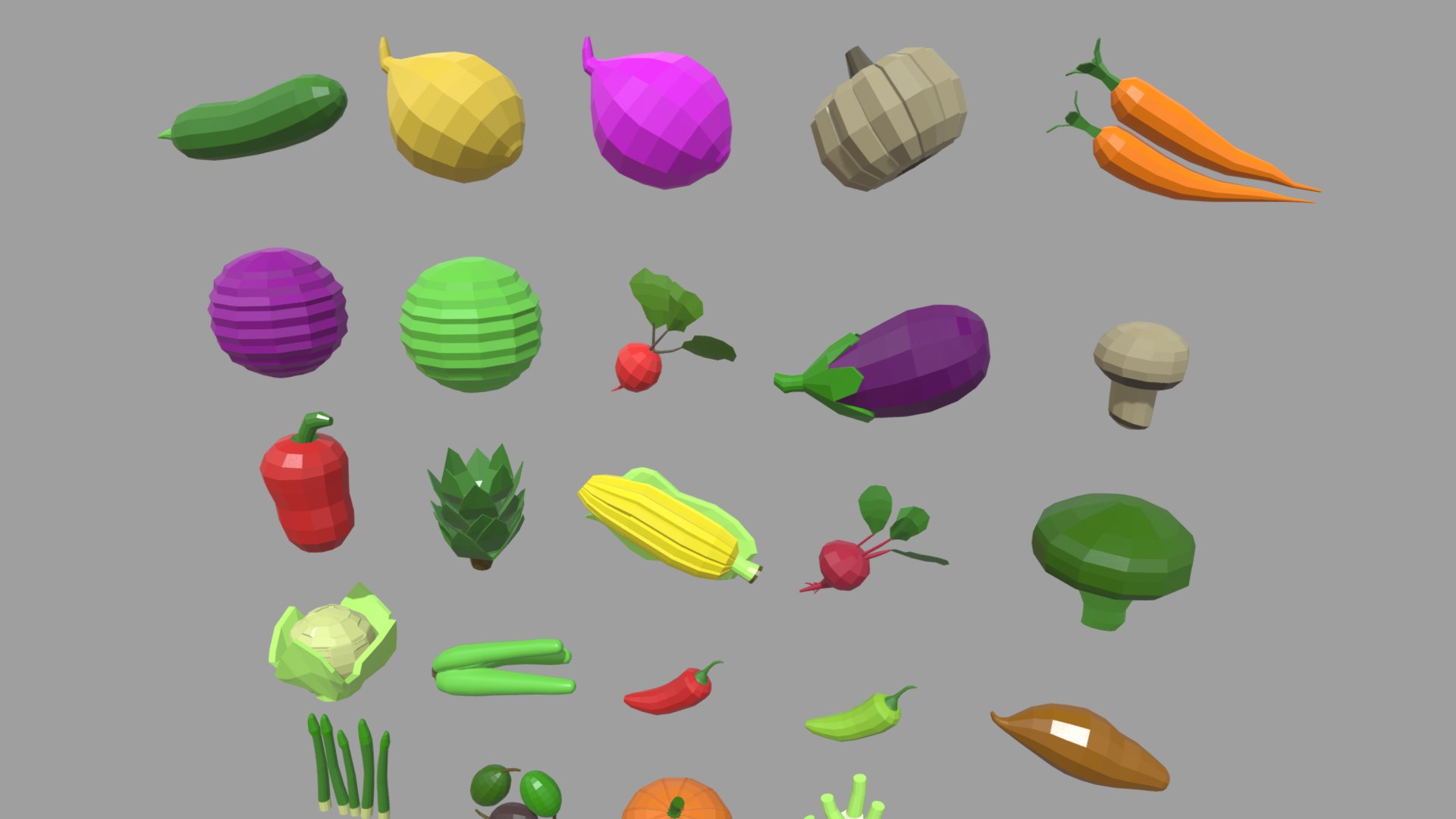 3D Low Poly Vegetables Pack 01 Model - TurboSquid 2253136