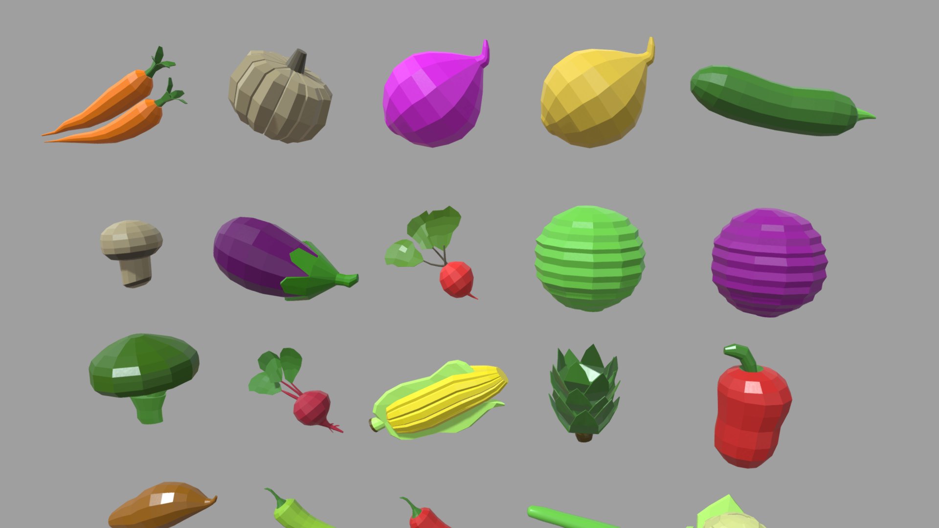 3D Low Poly Vegetables Pack 01 Model - TurboSquid 2253136
