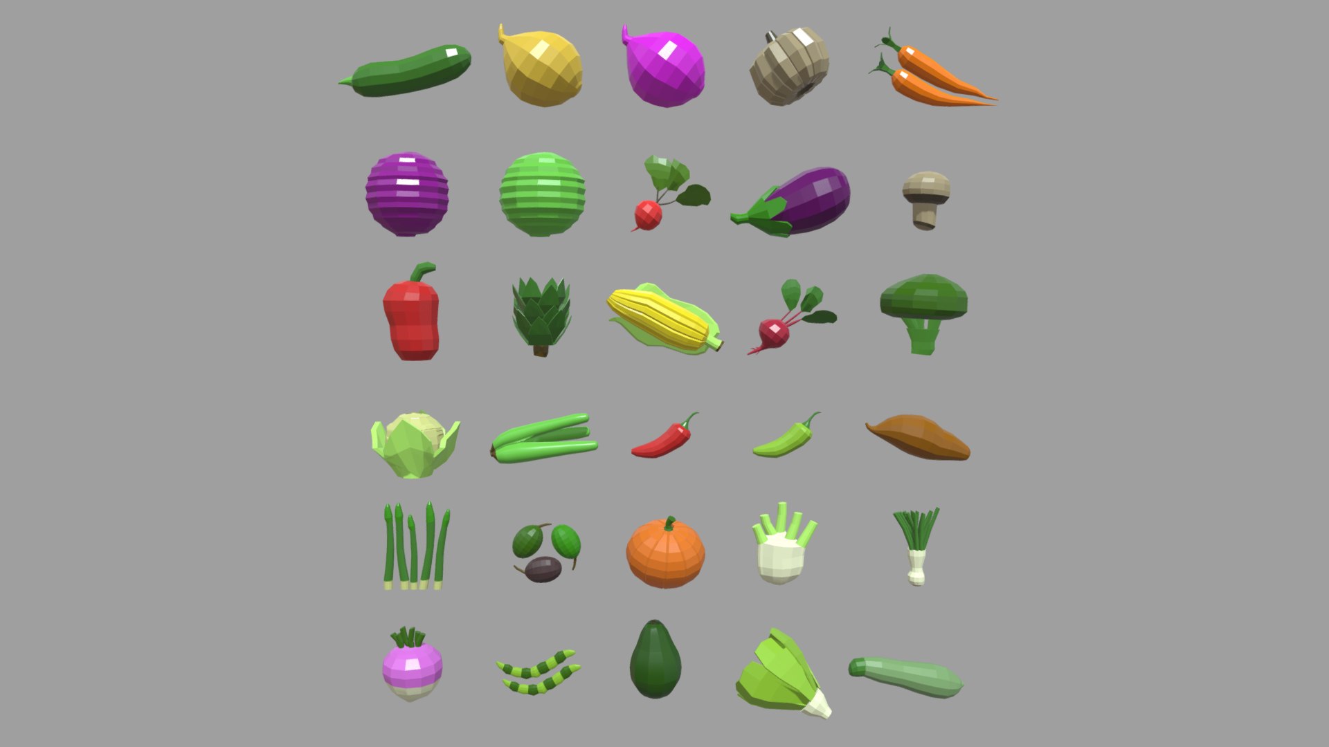 3D Low Poly Vegetables Pack 01 Model - TurboSquid 2253136