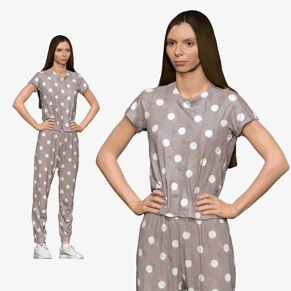 3D 001140 woman in pijama with dots model - TurboSquid 1721168