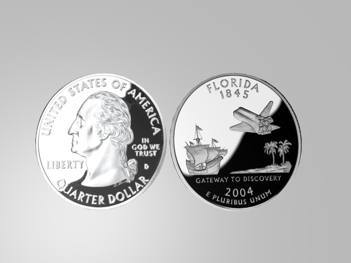 Florida State Quarter 3d Model