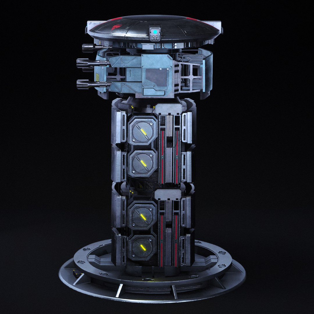 3D Futuristic Sci-Fi Turret - TurboSquid 2245788