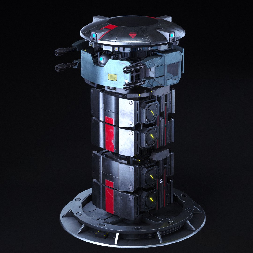 3D Futuristic Sci-Fi Turret - TurboSquid 2245788