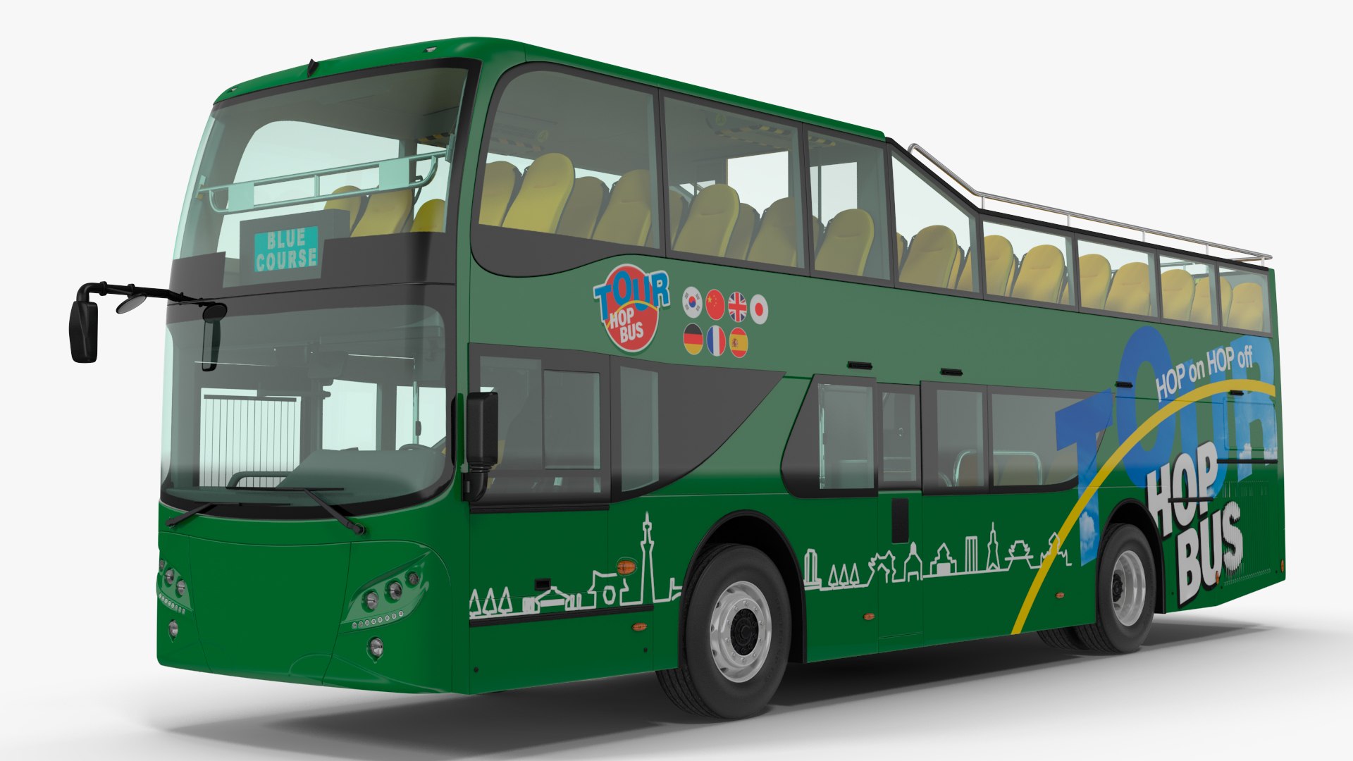 Open Air Double Decker Tour Hop Bus Rigged 3D model - TurboSquid 2062328