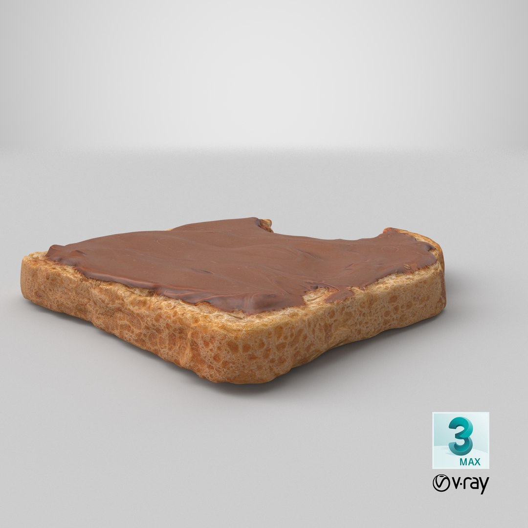 Toast With Dark Chocolate 01 Bitten 3D Model - TurboSquid 2071826