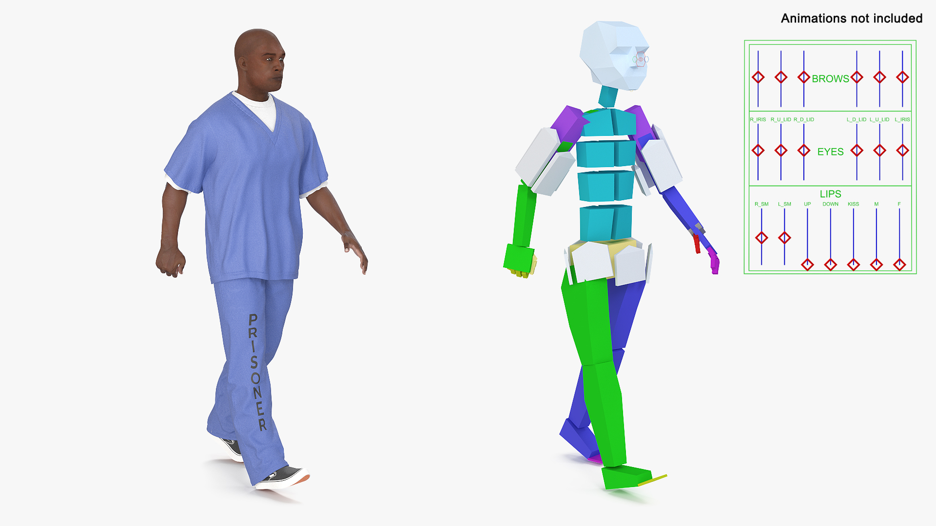 Black Prisoner In Blue Uniform Rigged 3D Model - TurboSquid 2372369