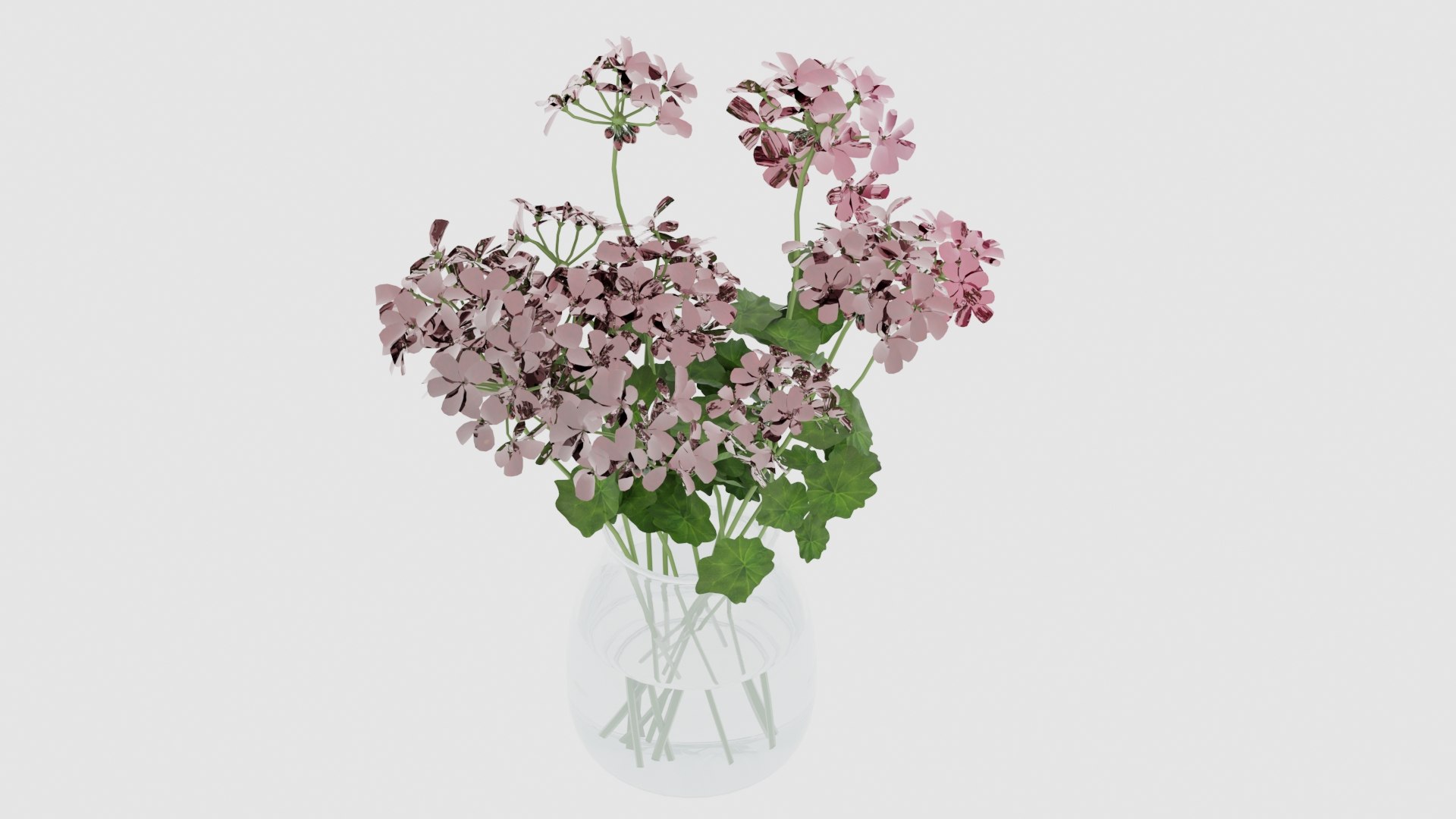 3D Model Light Pink Flowers In A Glass Vase - TurboSquid 2079338