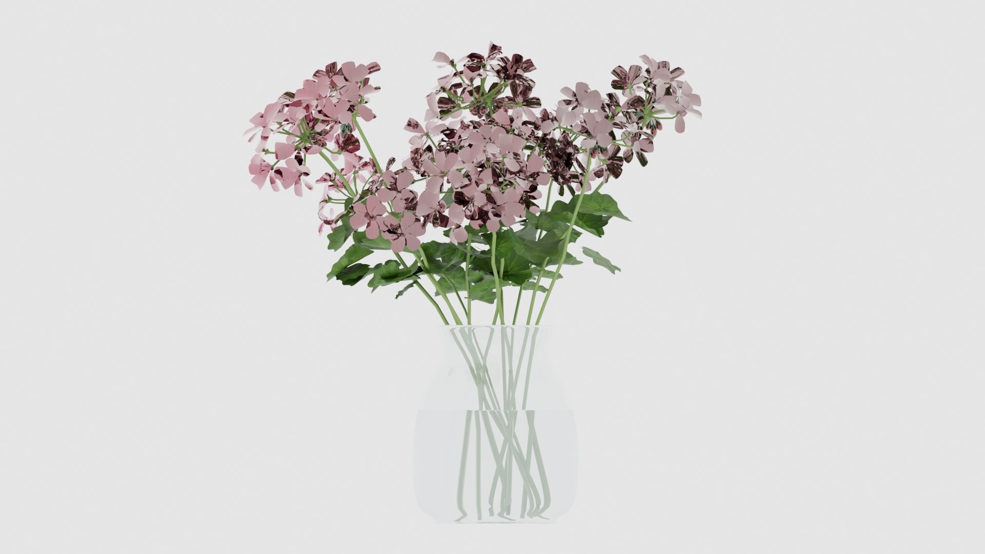 3D Model Light Pink Flowers In A Glass Vase - TurboSquid 2079338
