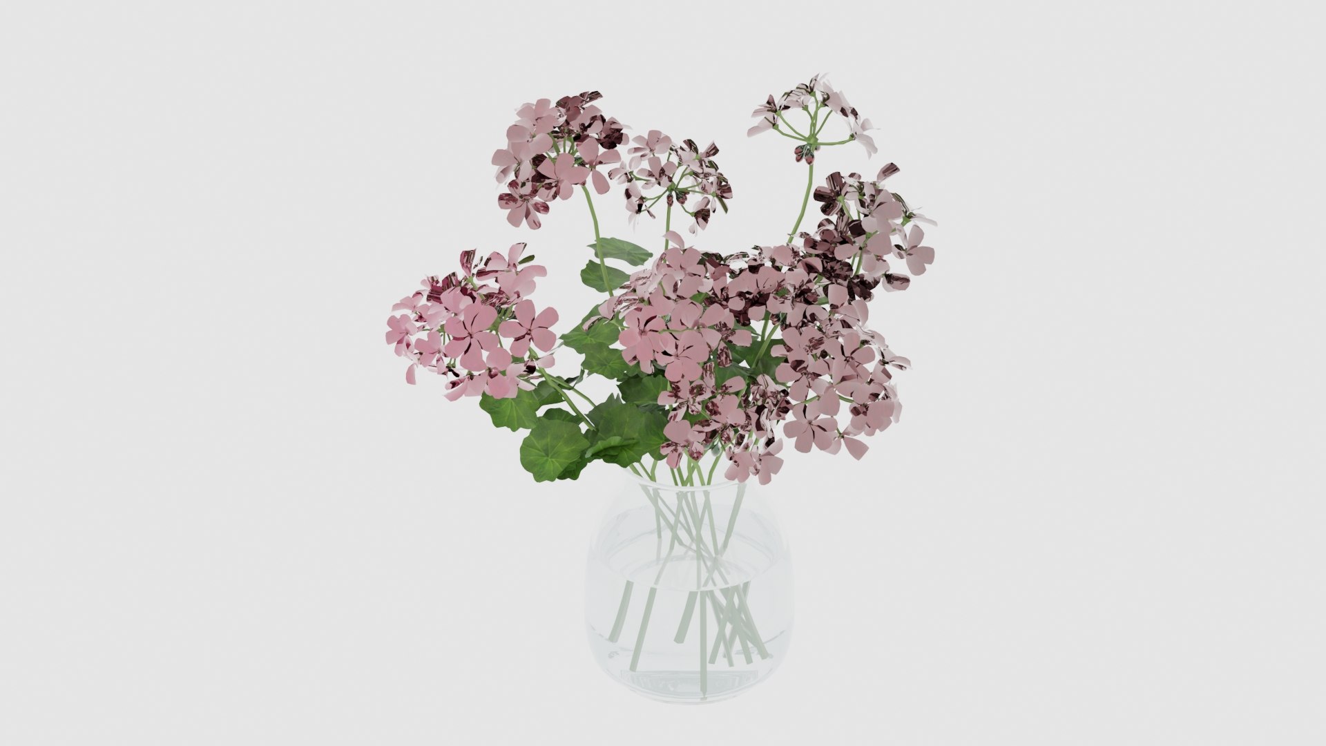 3D Model Light Pink Flowers In A Glass Vase - TurboSquid 2079338
