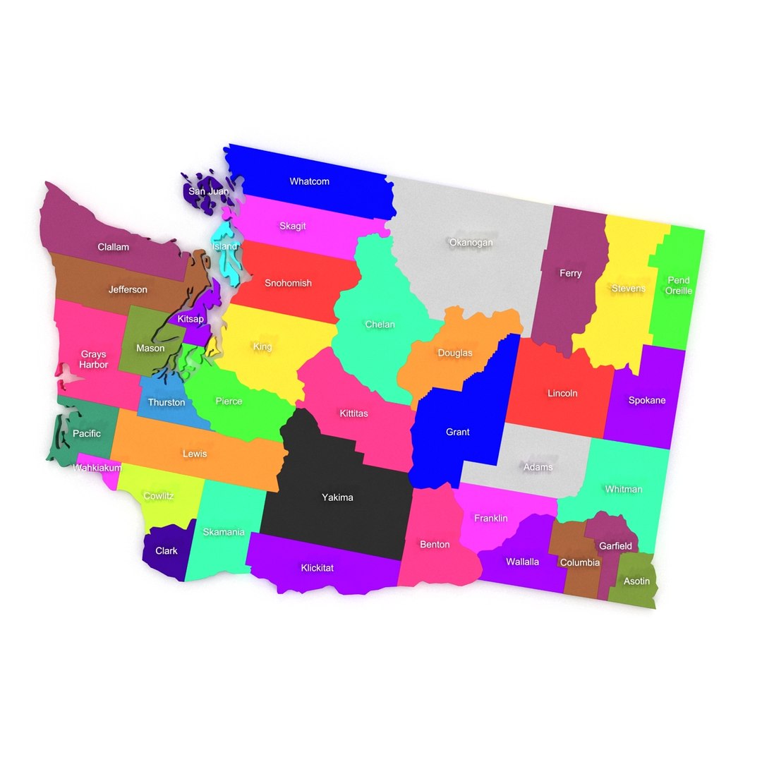 3d Washington Counties Model