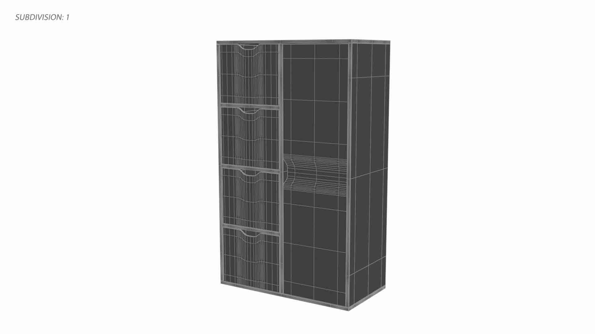 3D Storage Cabinet With 1 Door And 4 Drawers - TurboSquid 2323376