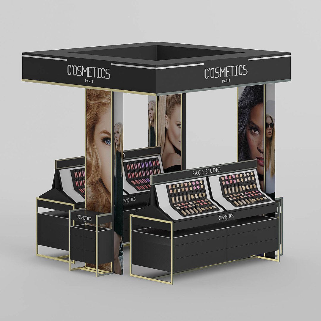 Black cosmetics stand 3D model - TurboSquid 1442954