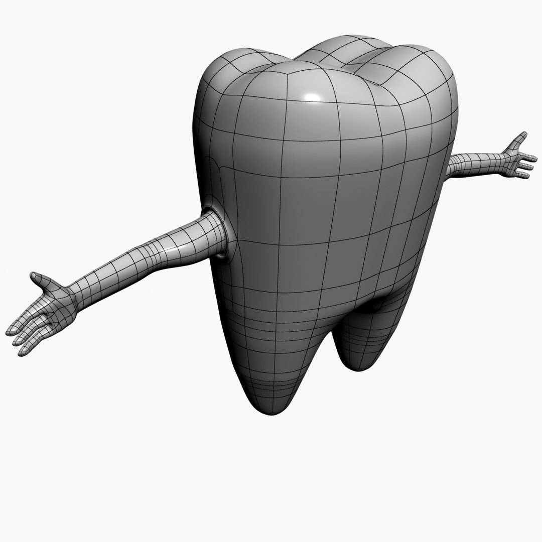 Cartoon Tooth Rigged Character 3d Model