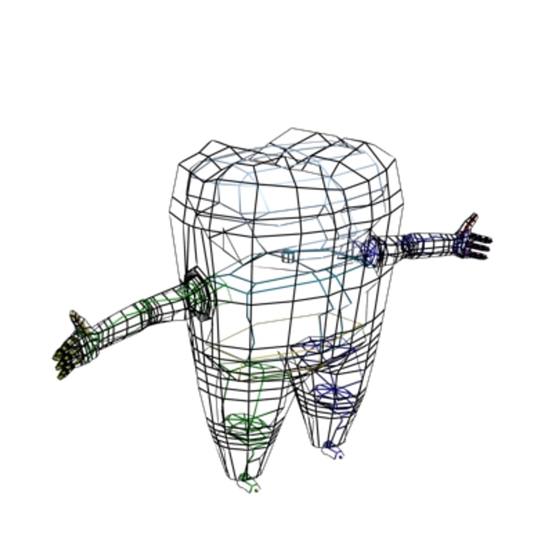 Cartoon Tooth Rigged Character 3d Model