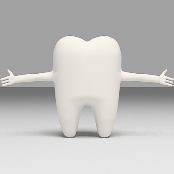 cartoon tooth rigged character 3d model