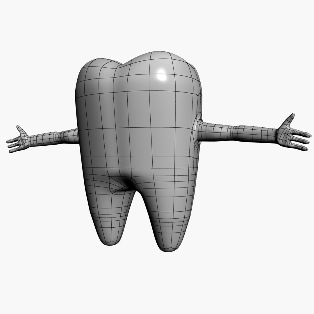 Cartoon Tooth Rigged Character 3d Model