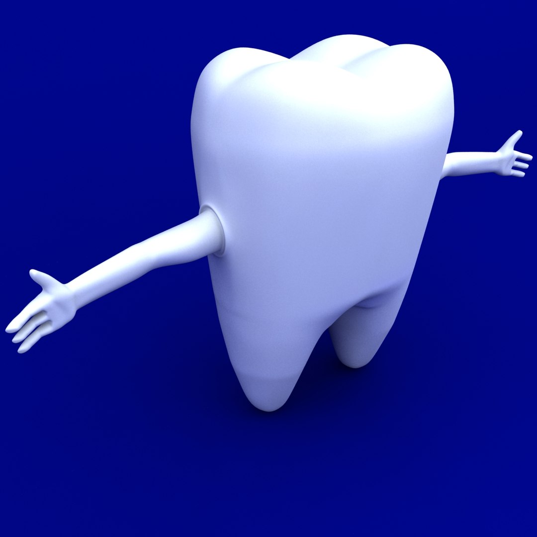 Cartoon Tooth Rigged Character 3d Model