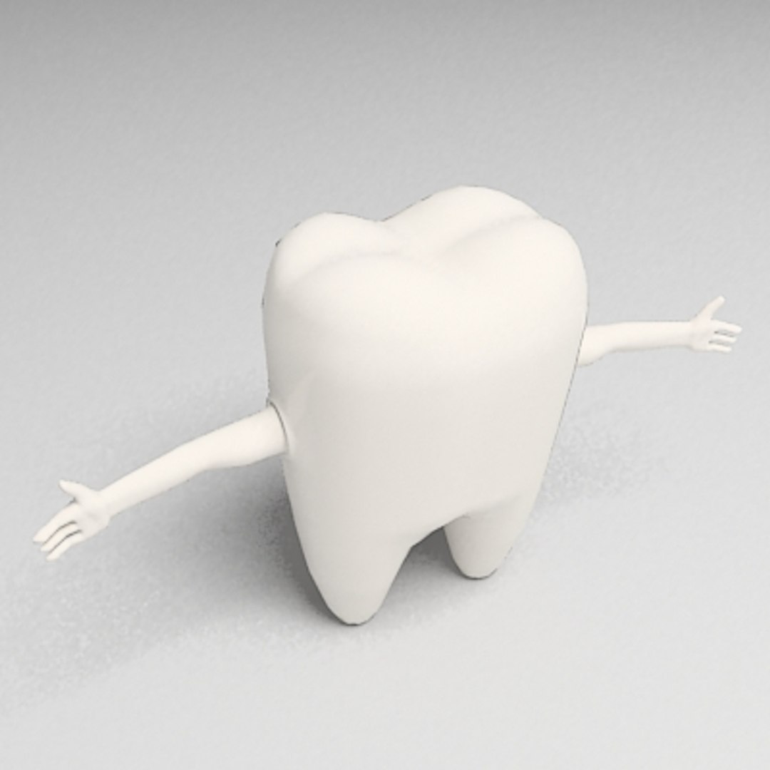 Cartoon Tooth Rigged Character 3d Model