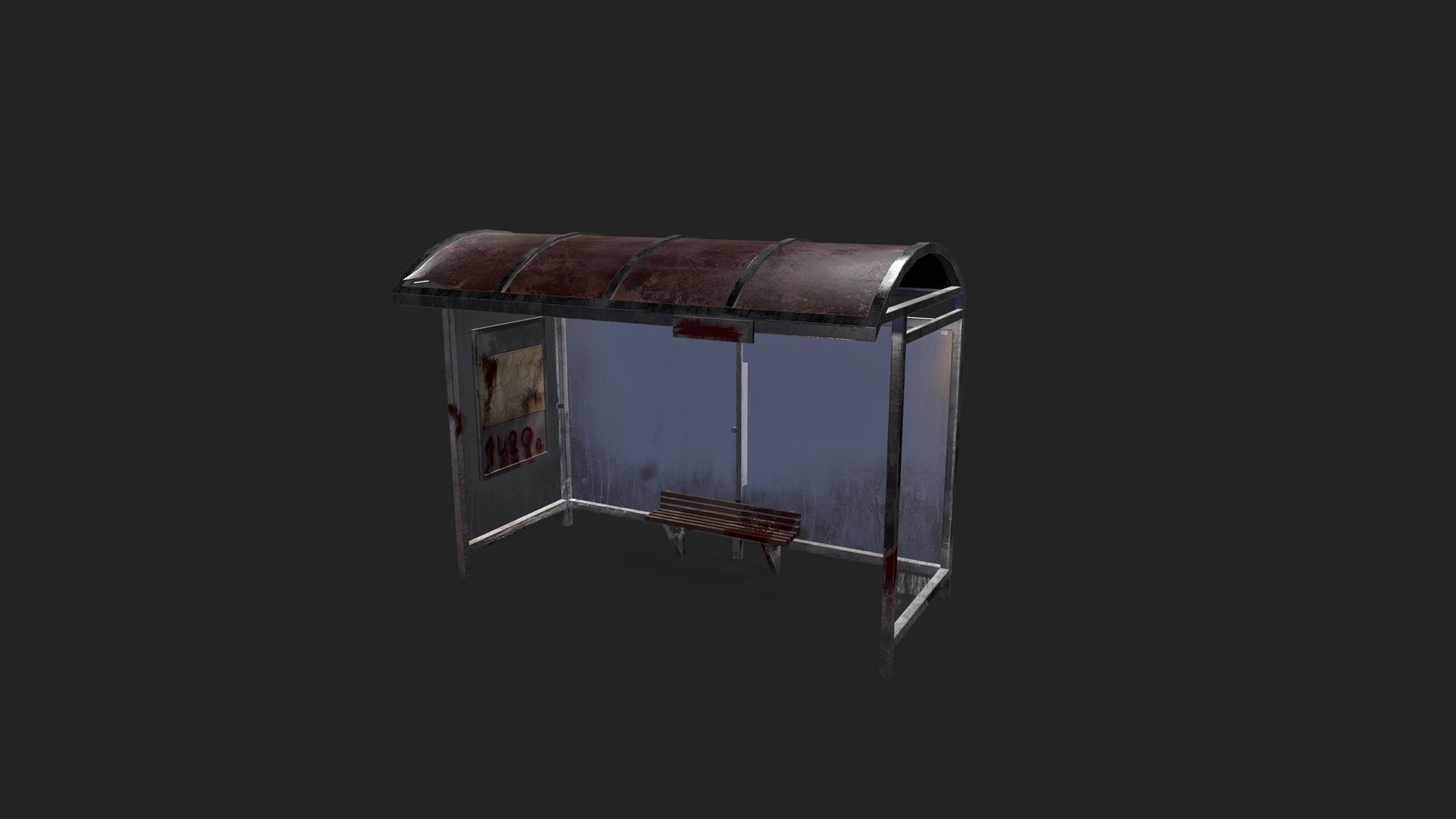 Old Bus Stop Bench Model - TurboSquid 1713062