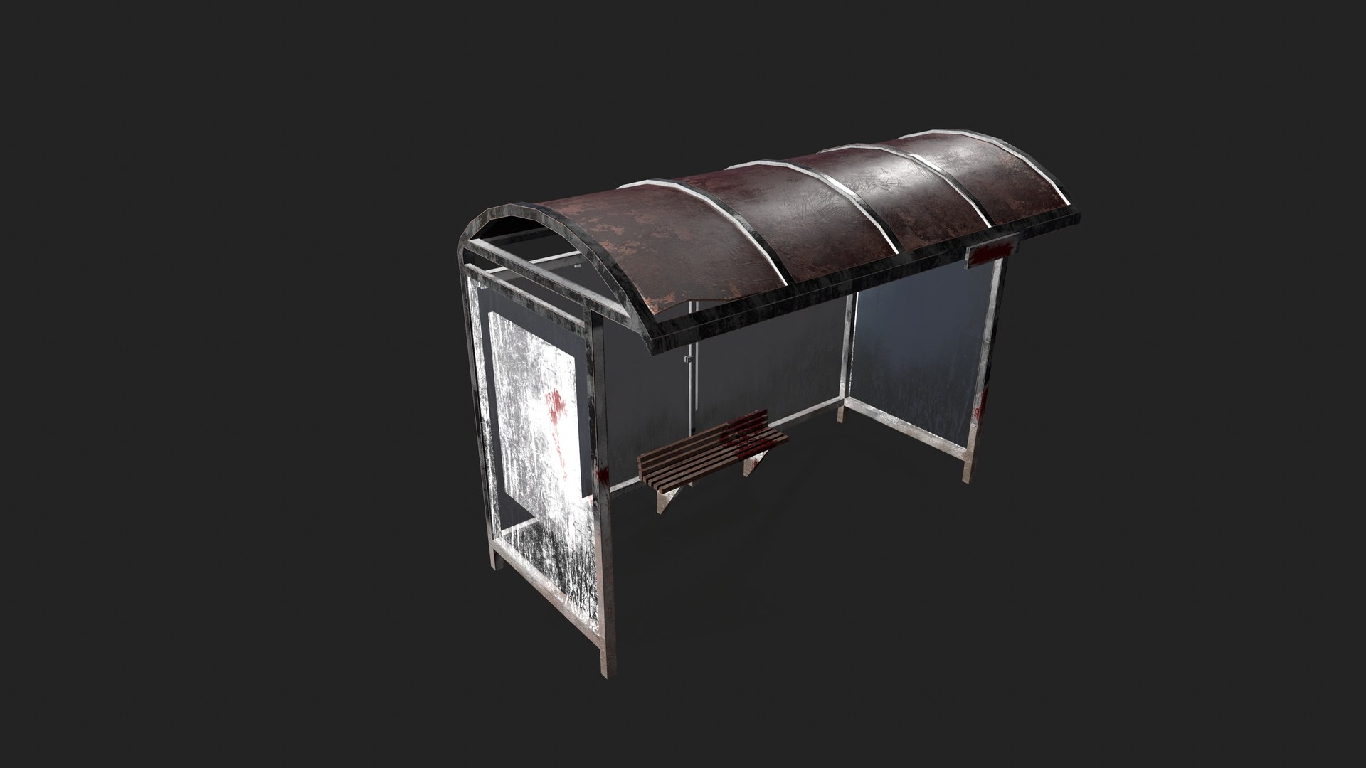 Old Bus Stop Bench Model - TurboSquid 1713062