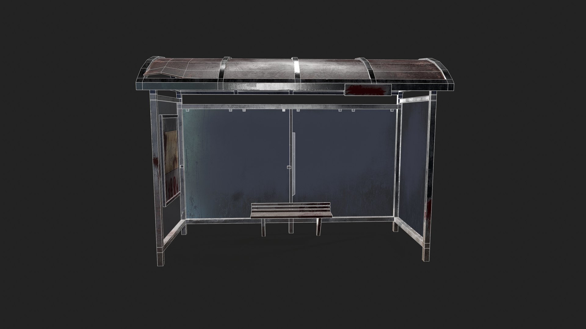 Old Bus Stop Bench Model - TurboSquid 1713062