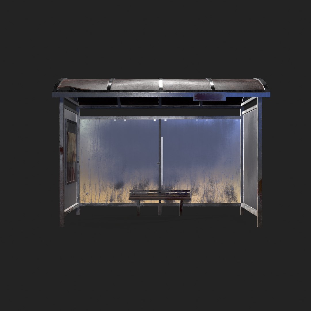 Old Bus Stop Bench Model - TurboSquid 1713062