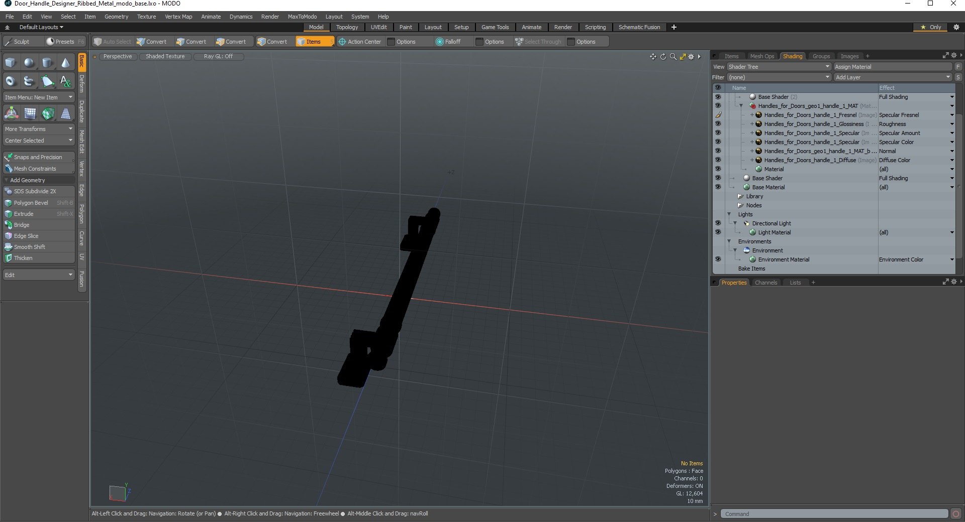 Door Handle Designer Ribbed Metal 3D Model - TurboSquid 2244916