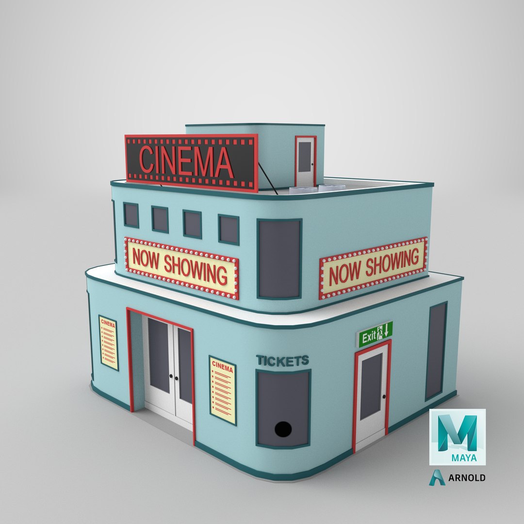 3D Low Poly Cartoon Cinema - TurboSquid 1823296