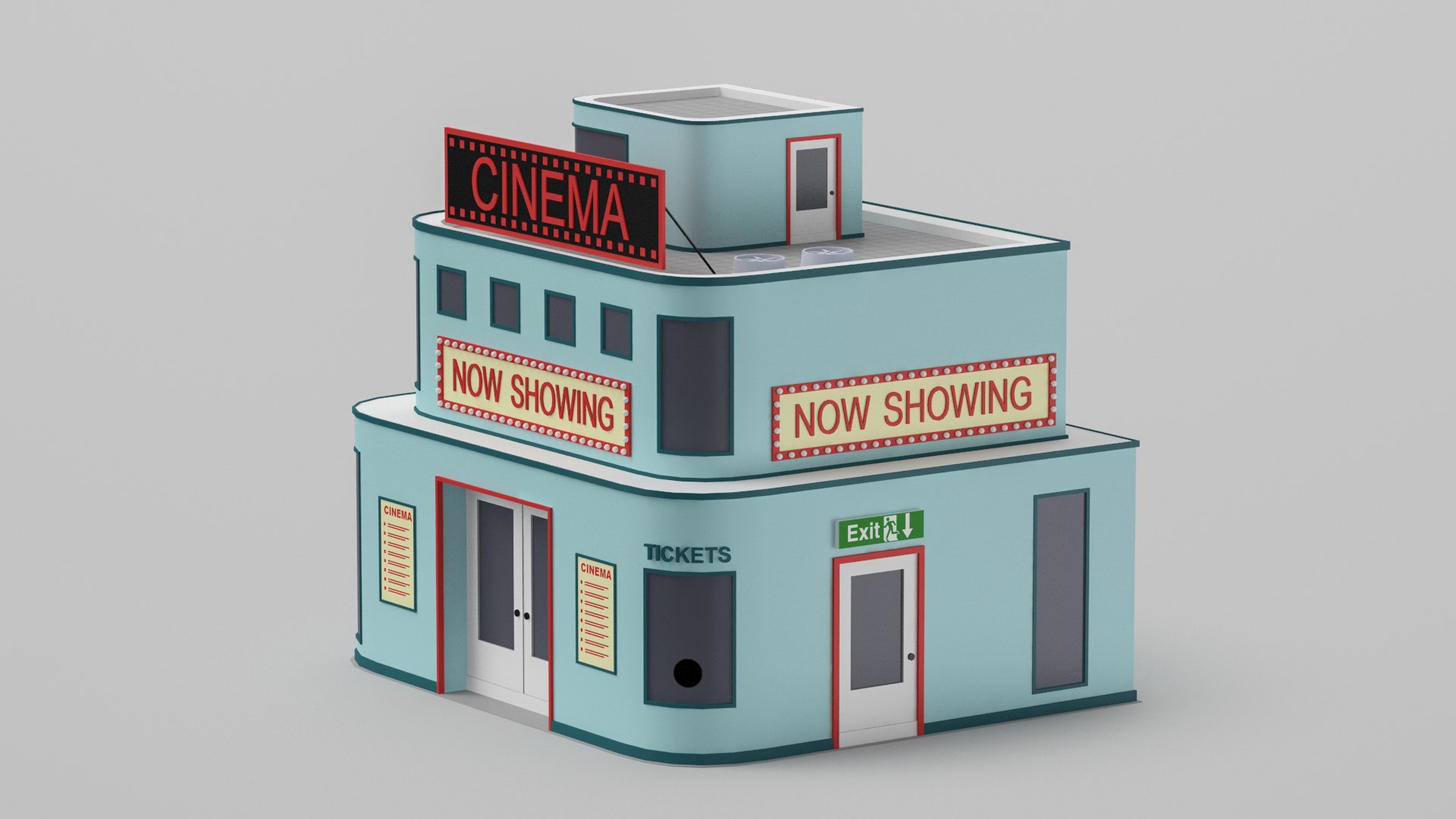 3D Low Poly Cartoon Cinema - TurboSquid 1823296
