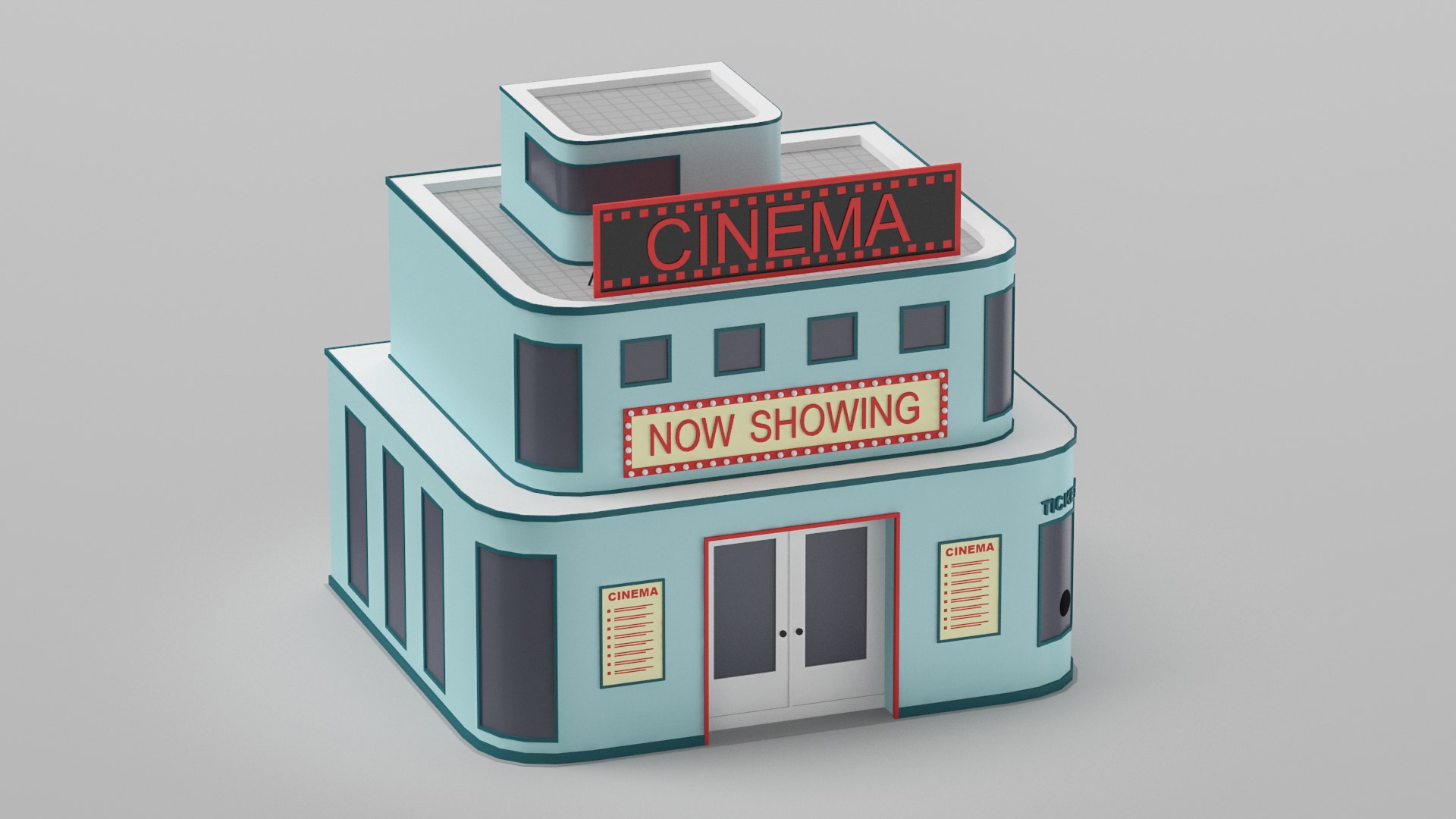3D Low Poly Cartoon Cinema - TurboSquid 1823296