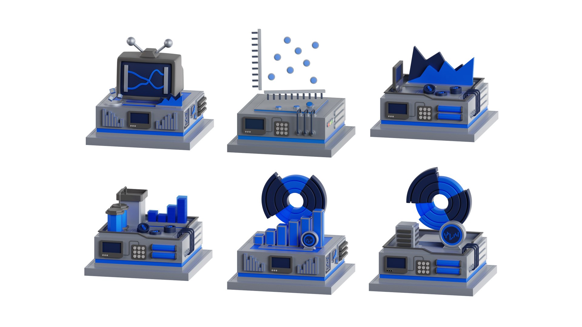 3D Model Graph Chart 3D Collection - TurboSquid 2339885