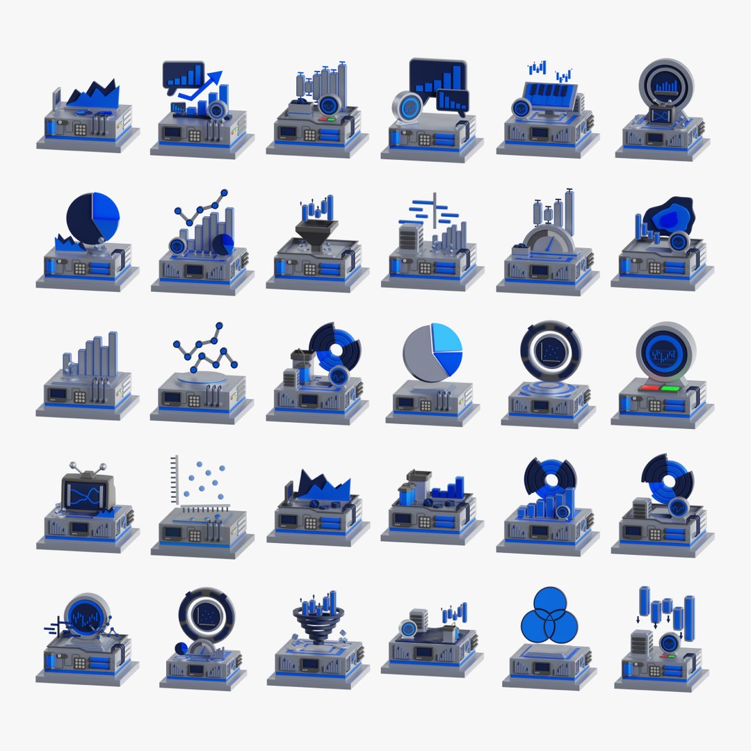 3D Model Graph Chart 3D Collection - TurboSquid 2339885